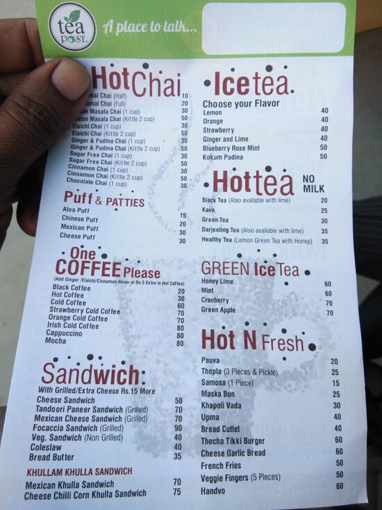 Menu at Tea Post, India, Shop No.:16 G/F