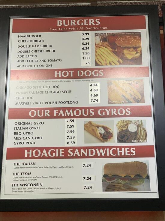 Menu at Tino's Carry Out restaurant, Racine, Lathrop Ave
