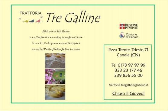 Menu at Tre Galline restaurant, Canale