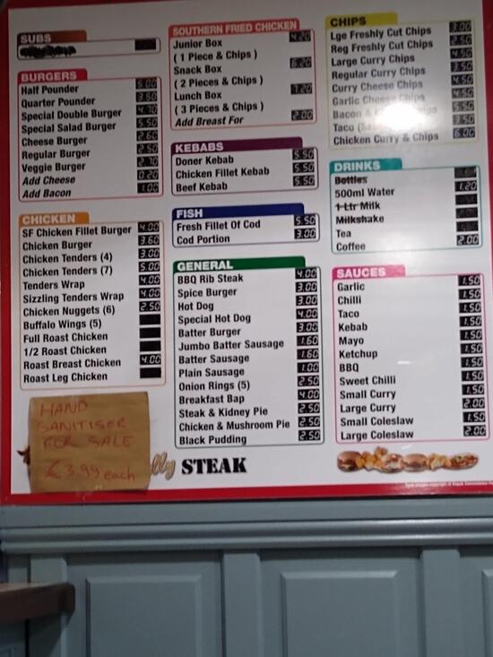 Menu at Roma Cafe, Kilkenny