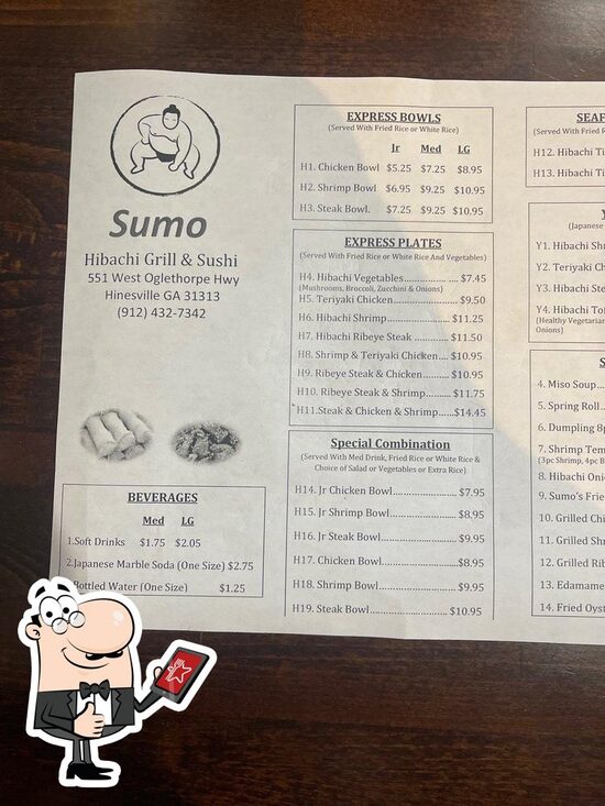Menu at SUMO restaurant, Hinesville, 551 W Oglethorpe Hwy