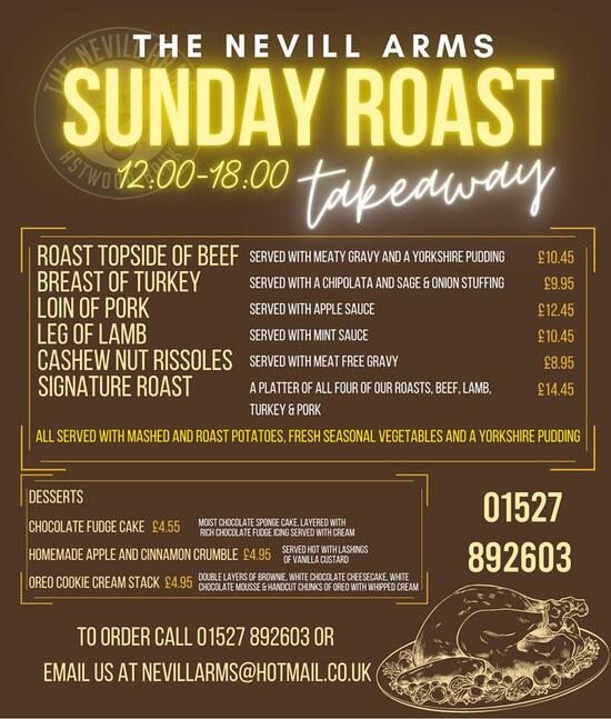 The Nevill Arms in Redditch - Restaurant menu and reviews