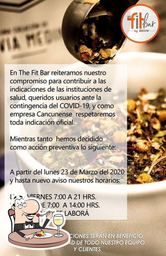 Menu at The Fit Bar, Cancún