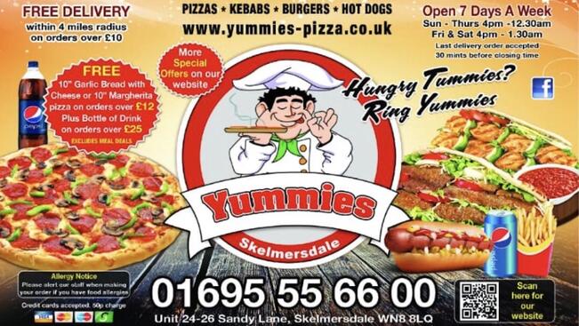 Menu at Yummies Take Away fast food, Skelmersdale