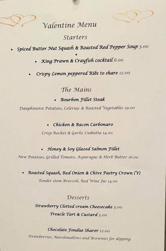 Menu at Chetwynd Arms, Upper Longdon pub & bar, Rugeley