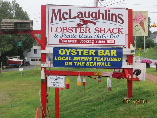 Menu at McLaughlin's Lobster Shack restaurant, Lincolnville, Atlantic Hwy