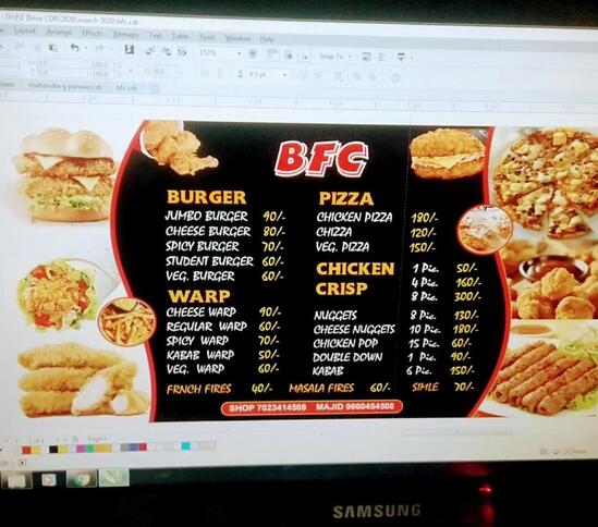 Menu at BFC bidasar fried chicken, Bidasar