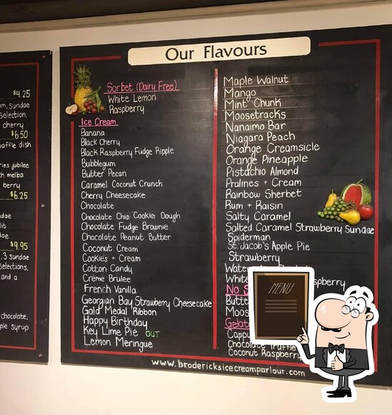 Menu at Broderick’s, Port Stanley