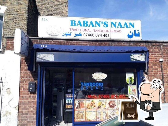 Menu at Baban's Naan restaurant, London