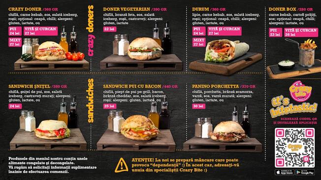 Speisekarte von Crazy Bite Burger & Pizza, Brașov