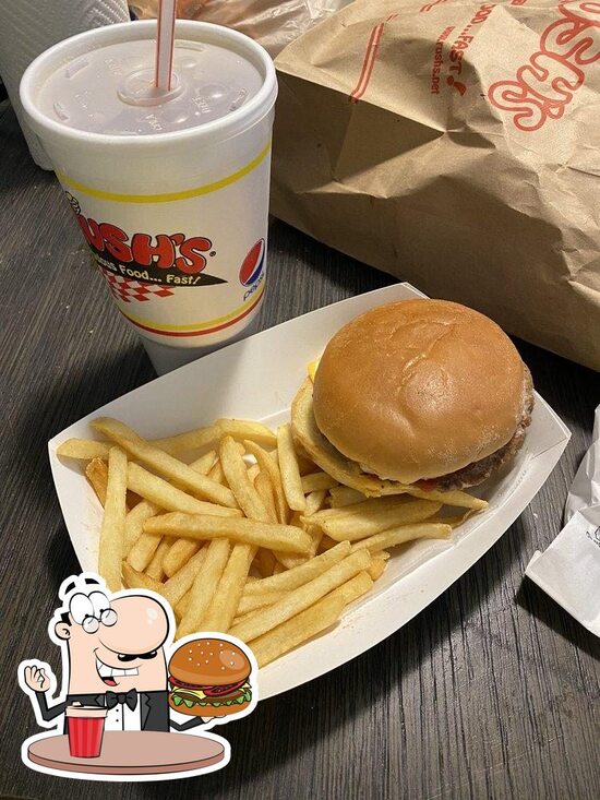 Menu at Rush's fast food, Lexington, S Lake Dr