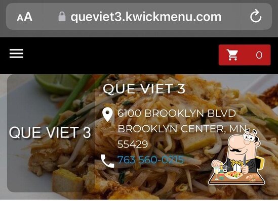 Menu at Que Viet Village House 3 restaurant, Brooklyn Center