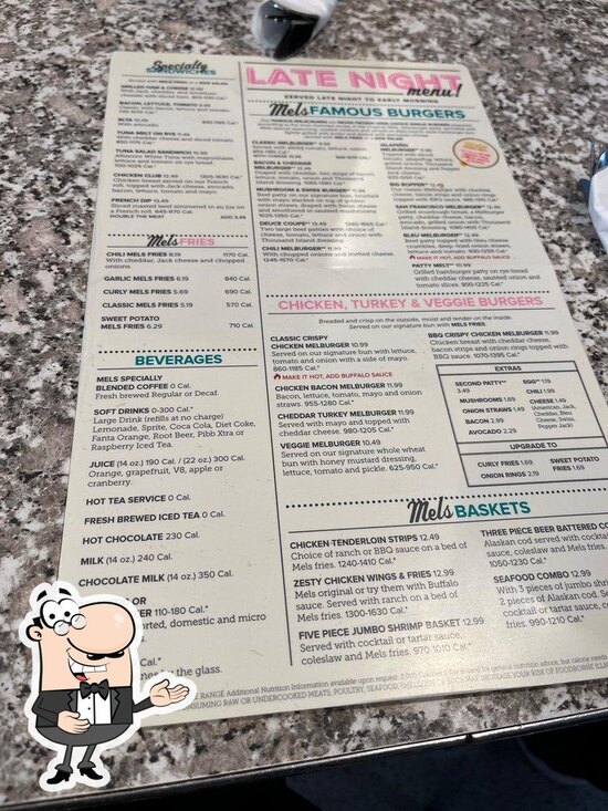 Menu at The Original Mels Diner restaurant, Sacramento, J St