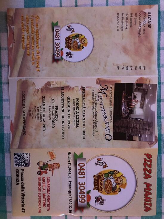 Menu at Pizza Mania Gorizia pizzeria, Gorizia, Piazza della Vittoria