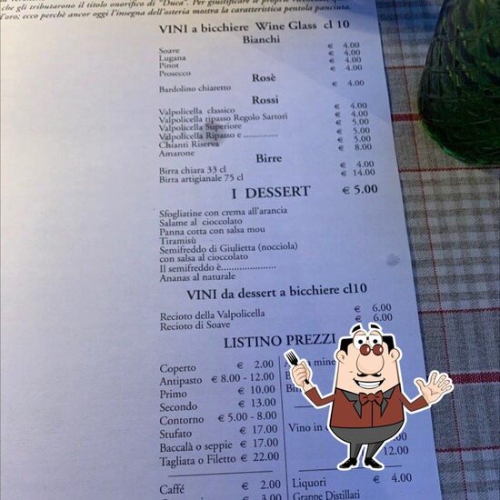Menu da Osteria al Duca ristorante, Verona