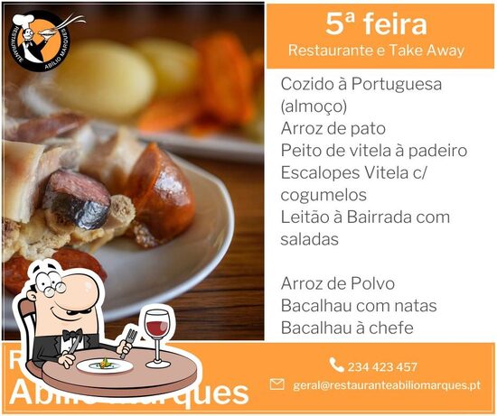 Restaurante Abílio Marques, Aveiro, R. da Capela 182 - Restaurant menu ...