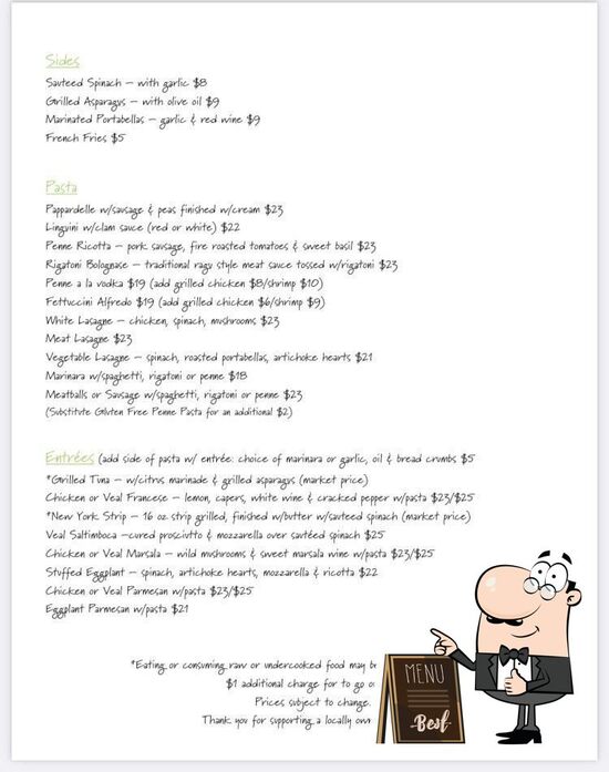 Menu at Razzo restaurant, Norfolk, W Little Creek Rd