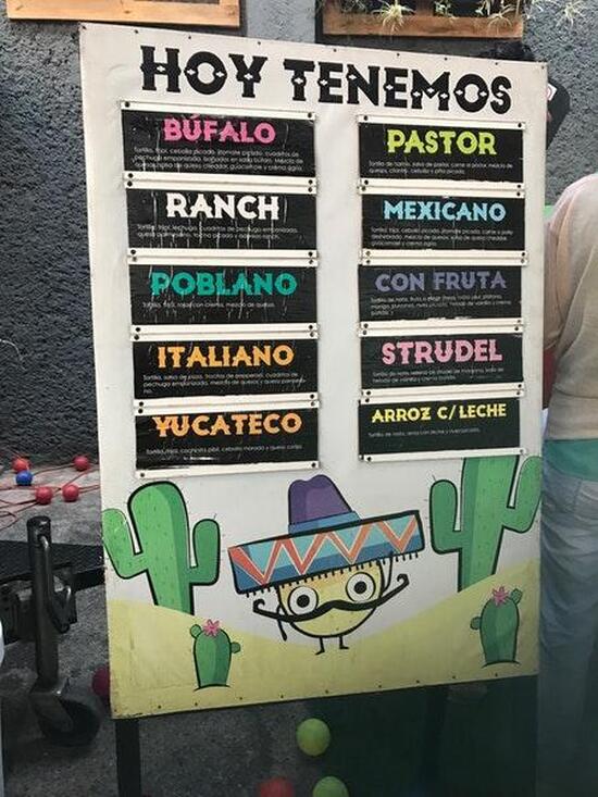 Carta del restaurante El Nacho Gabacho, Ciudad del México