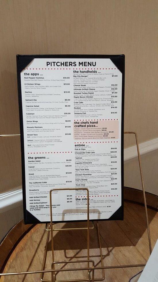 Menu at Pitchers Taphouse pub & bar, Williamsburg