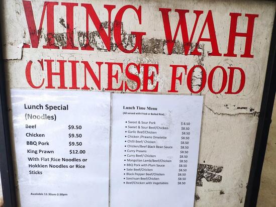 Menu at Ming Wah fast food, Ermington