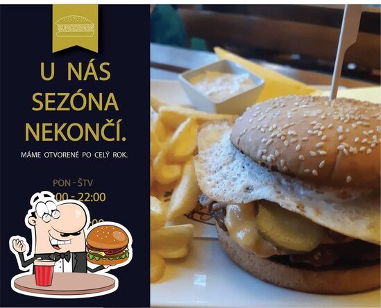 Menu at Burgerman restaurant, Senec