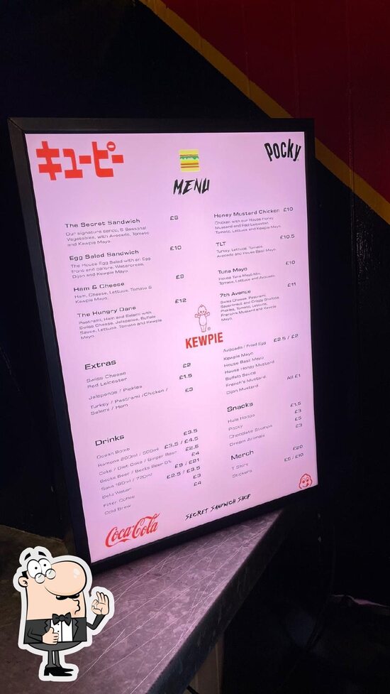 Menu at Secret Sandwich Shop restaurant, London