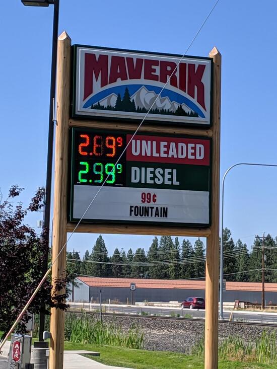 Menu at Maverik Adventure's First Stop fast food, Mead