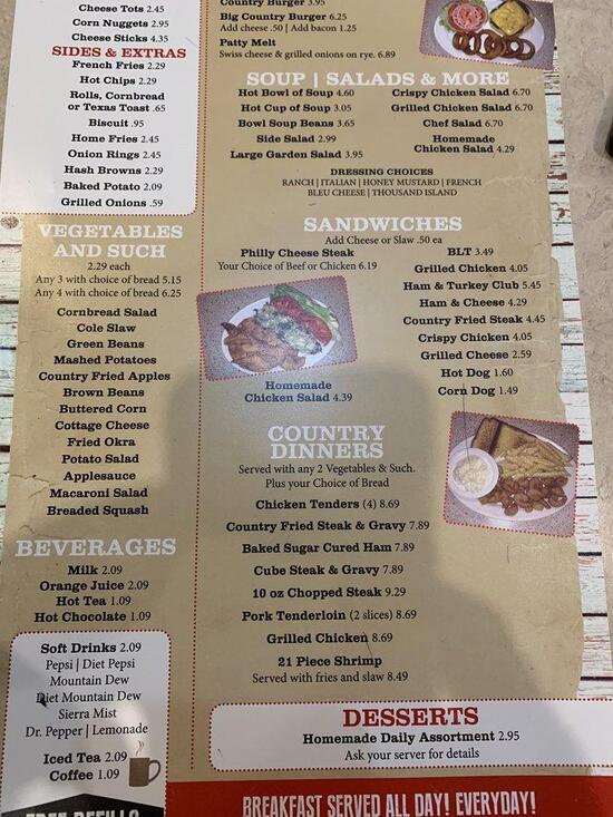 Menu at Bluff City Diner restaurant, Bluff City