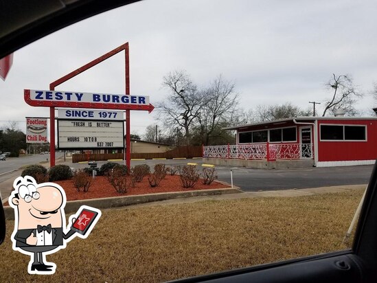 Menu at Zesty Burger fast food, Lufkin
