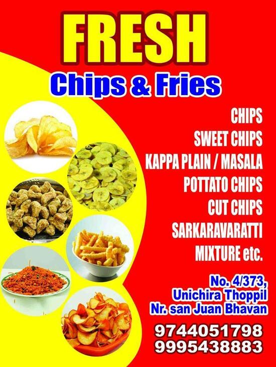 Menu at Fresh chips and fries, Kochi