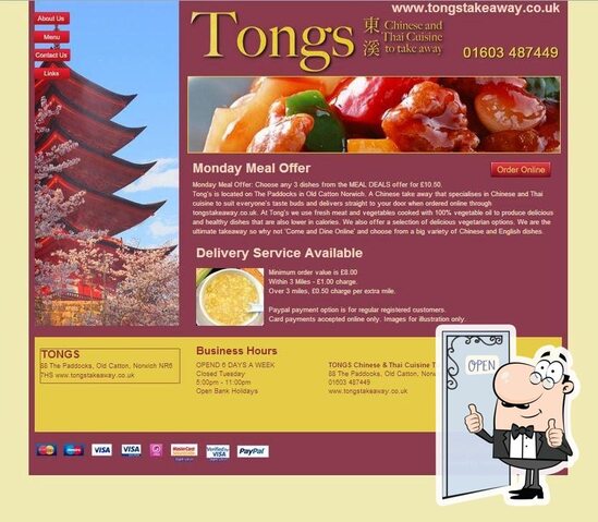 Menu at Tongs restaurant, Norwich