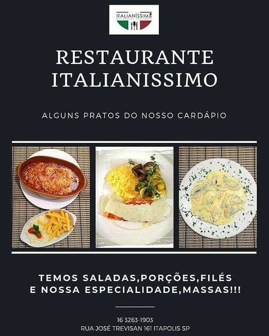 Menu em Restaurante Italianíssimo, Itápolis