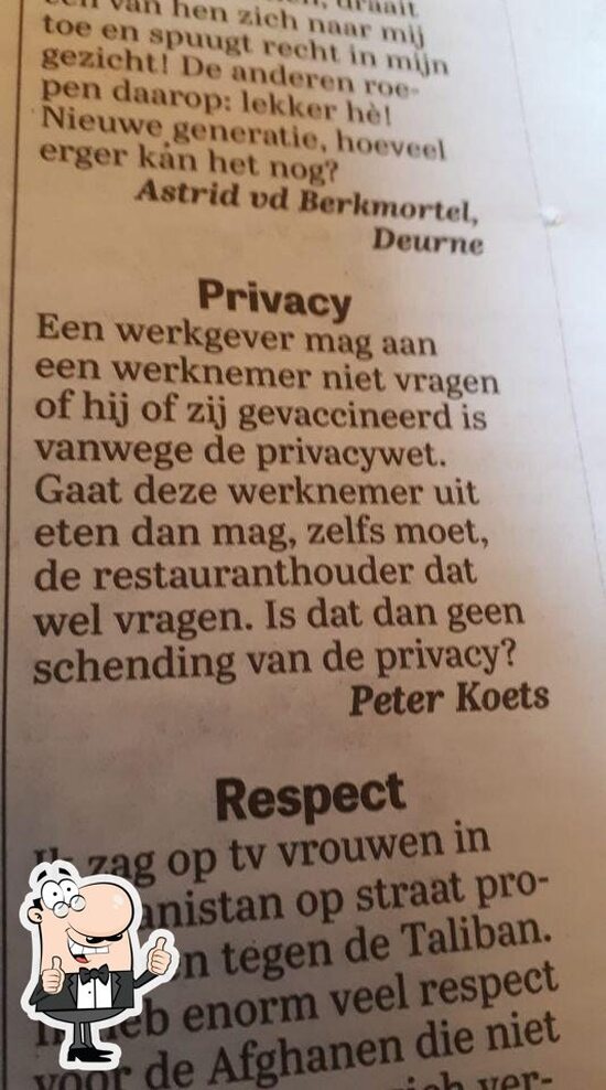 Menu at Café de Ark, Wervershoof, Nieuwe Dijk 37-39