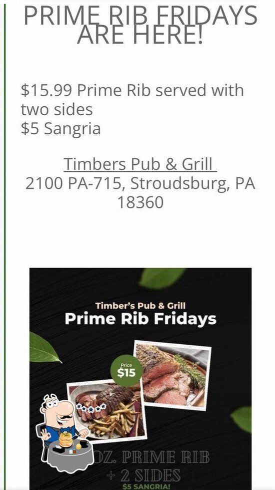 Menu at Timber's Pub & Grill, Reeders