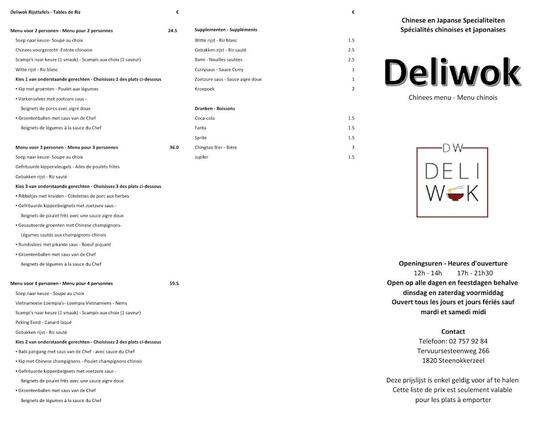 Menu at Deli Wok, Steenokkerzeel