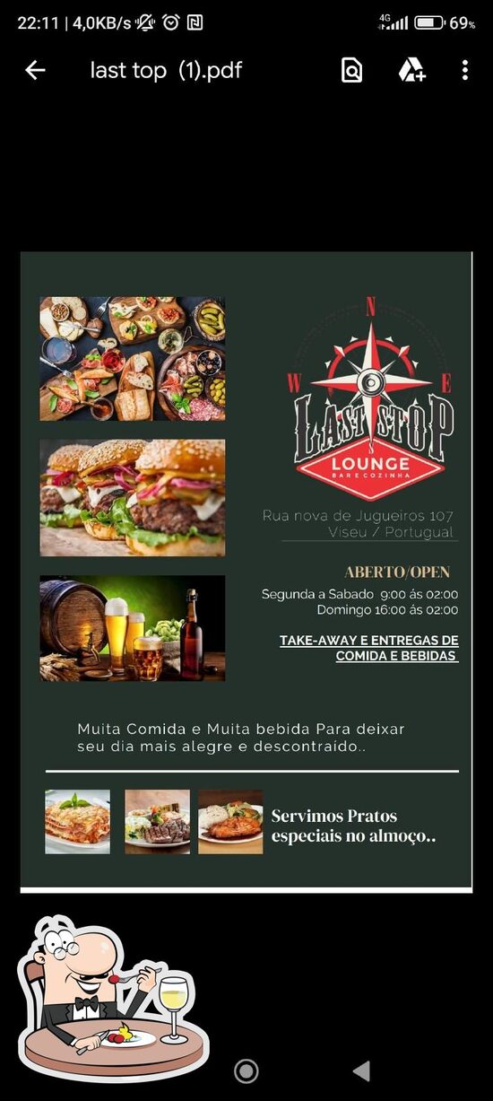 Menu em Last Stop Laung Bar e Cozinha, Viseu