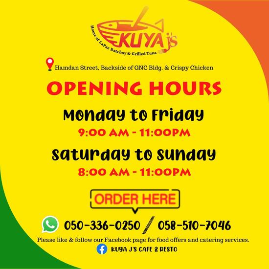 Menu at Kuya J's Cafe & Resto, Abu Dhabi