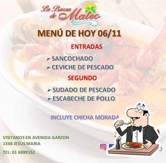 Menu at Barra de Mateo, Lima