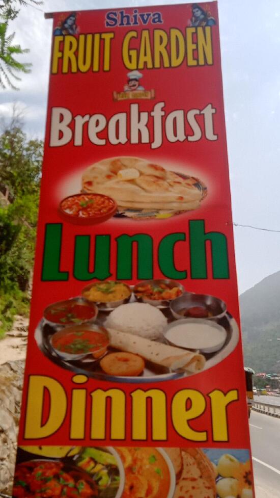 Menu at Kullu Valley Tea Stall, Kullu