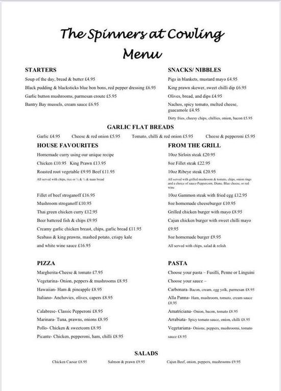 The Spinners at Cowling in Chorley - Restaurant menu and reviews