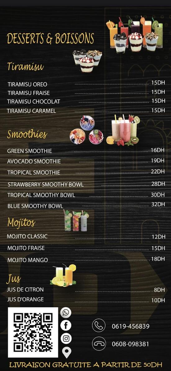 Menu at DELI BOX restaurant, Rabat
