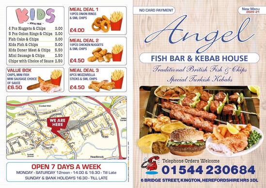 Menu at Angel Fish Bar, Kington