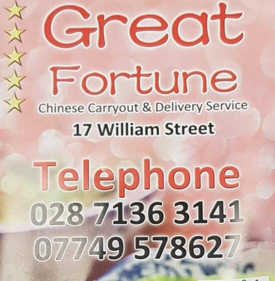 Menu at Great Fortune, Londonderry