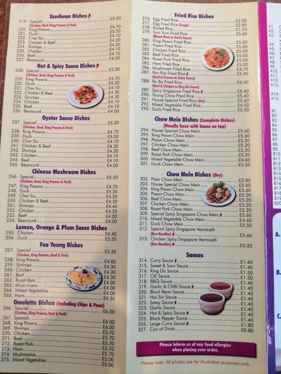Menu at Mister Lee fast food, Fleetwood