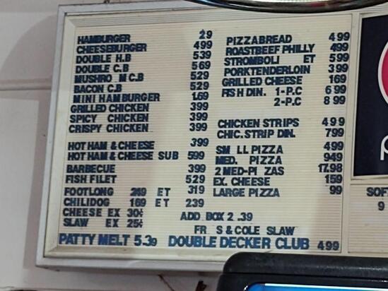 Menu at Midland Grocery & Frostee Freeze restaurant, Salt Lick