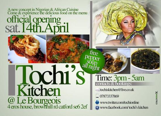Menu at Tochi's Kitchen restaurant, London, 1-3 Northampton rd