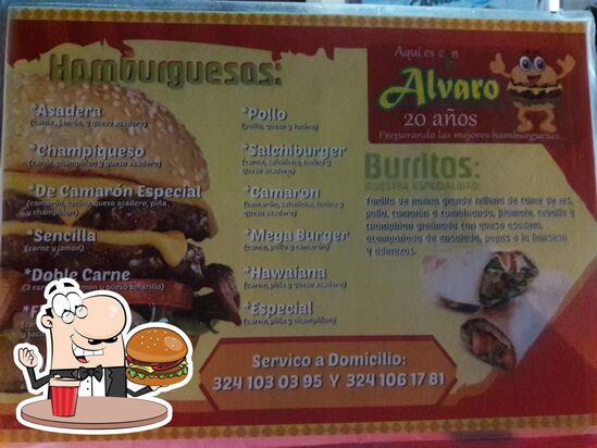Menu at Hamburguesas Alvaro's restaurant, Jala