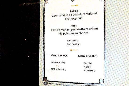 Menu at Le Clos Margaux restaurant, Lorient