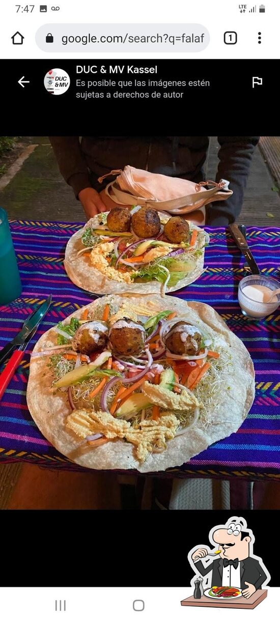 Menu at El Falafel de la Candelaria restaurant, Valladolid