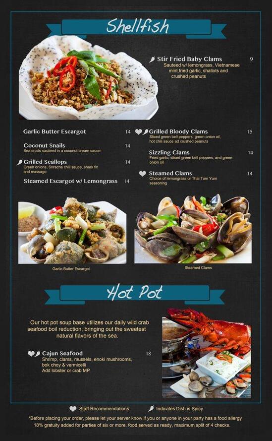 Menu at The Wharf restaurant, Laguna Beach